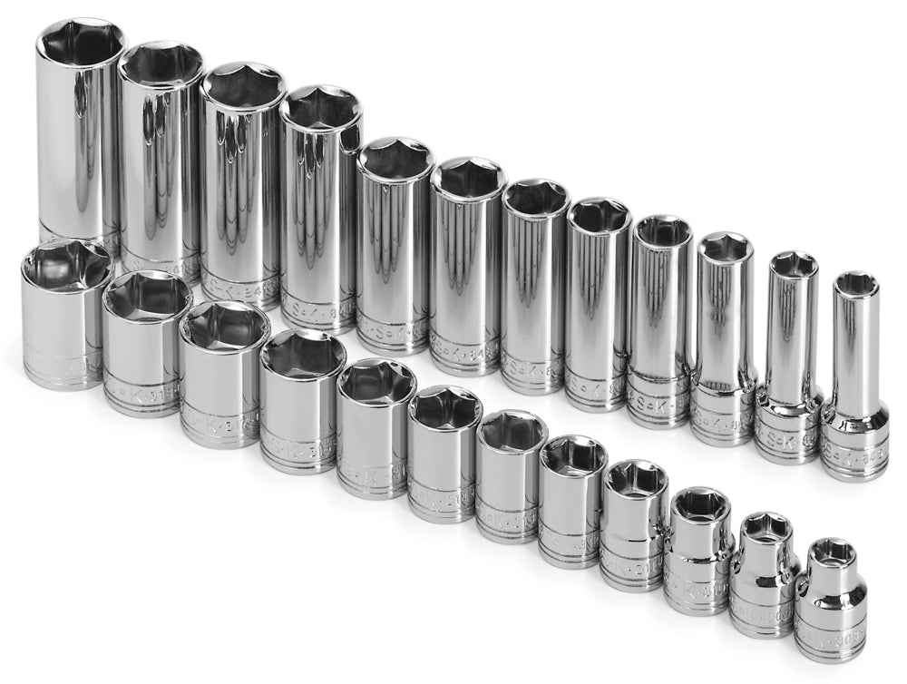 24 Piece 3/8" Drive 6 Pt Std and Extra Deep Metric Socket Set – SK Tools USA, LLC