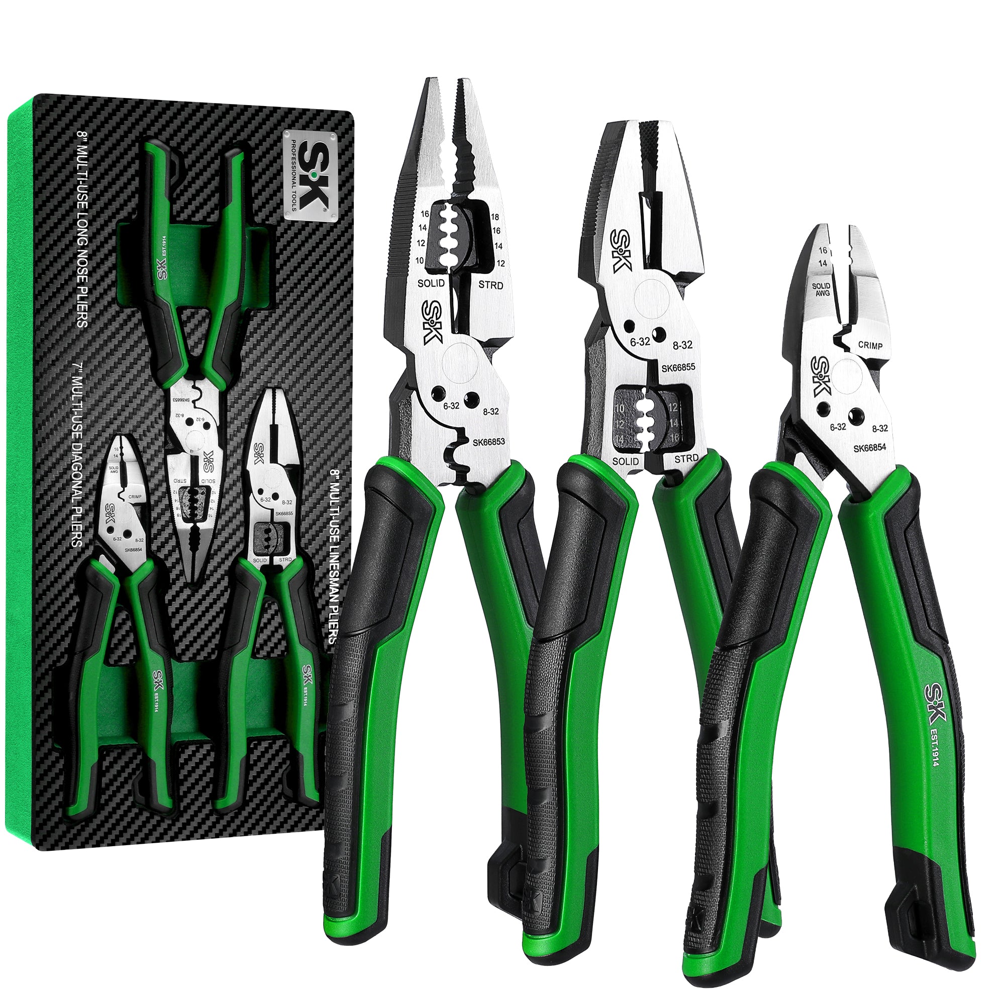 3 Piece Dual-Material Handle Multi-Use Pliers Set – SK Tools USA, LLC