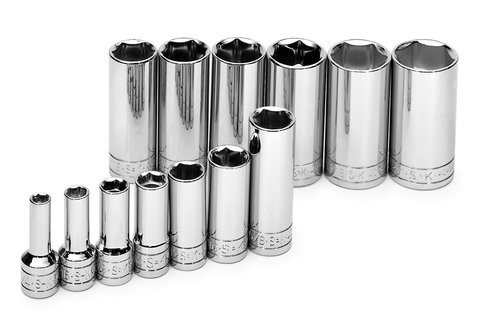 13 Piece 3/8" Drive 6 Point Deep Fractional Chrome Socket Set – SK ...