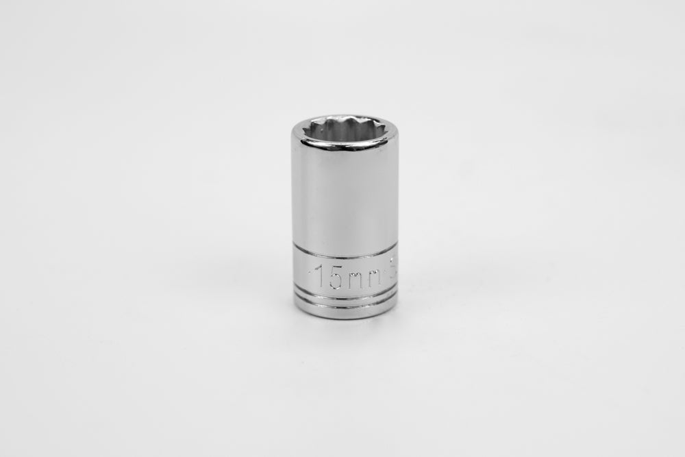 15 mm 1/2" Drive 12 Point Metric Standard Chrome Socket – SK Tools USA, LLC